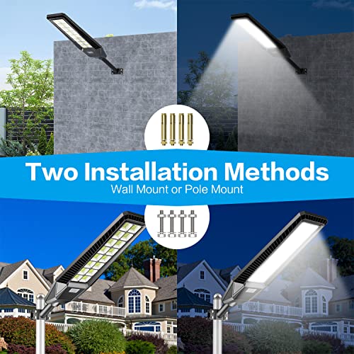AKOFUN 2 Pack 1600W Solar Street Lights Outdoor 90000 Lumens Dusk to Dawn Street Lights Solar Powered Motion Sensor Waterproof IP66 6000K Solar Light for Yard, Garage, Garden