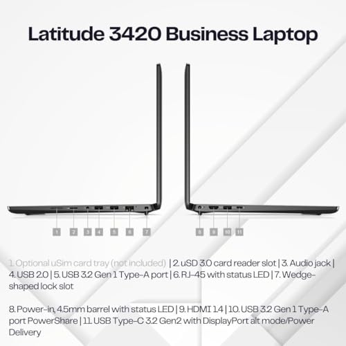DELL Latitude 3000 Series 3420 Business Laptop, 14" FHD Display, Intel Core i7-1165G7, NVIDIA GeForce MX350, 16GB RAM, 512GB SSD, FP Reader, Backlit KB, HDMI, Wi-Fi, Windows 11 Pro