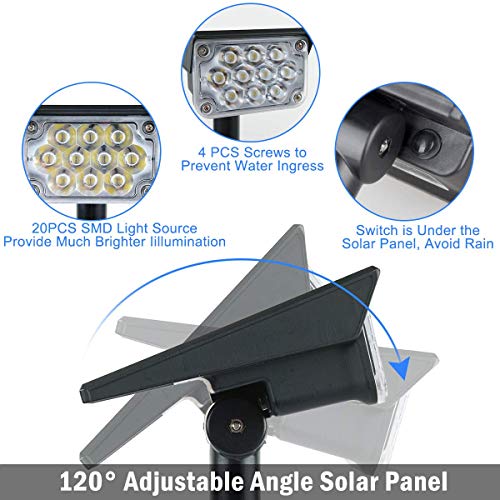 T-SUN Solar Spot Lights Green, LED Solar Spot Lights Outdoor Waterproof Auto ON/Off Solar Landscape Spotlights Uplights for Trees, Garden, Yard, Pool Area, Driveway (Green 2 Pack)