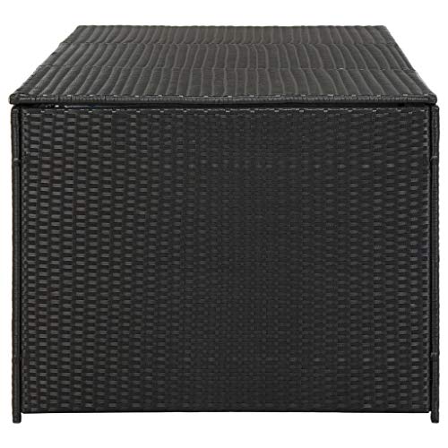 Canditree Outdoor Large Storage Box, Storage Contrainer Rattan, Organizers for Garden Furniture Pillows Cushions (Black)