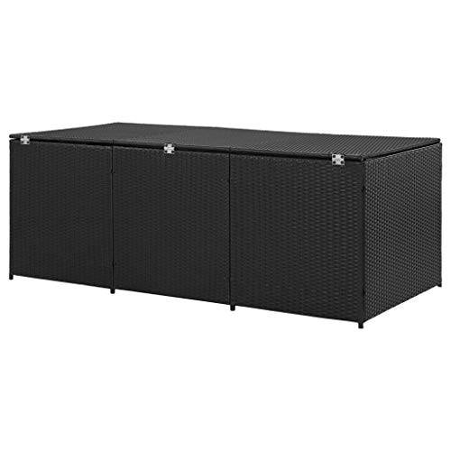 Canditree Outdoor Large Storage Box, Storage Contrainer Rattan, Organizers for Garden Furniture Pillows Cushions (Black)