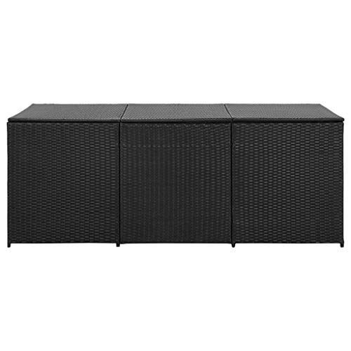 Canditree Outdoor Large Storage Box, Storage Contrainer Rattan, Organizers for Garden Furniture Pillows Cushions (Black)