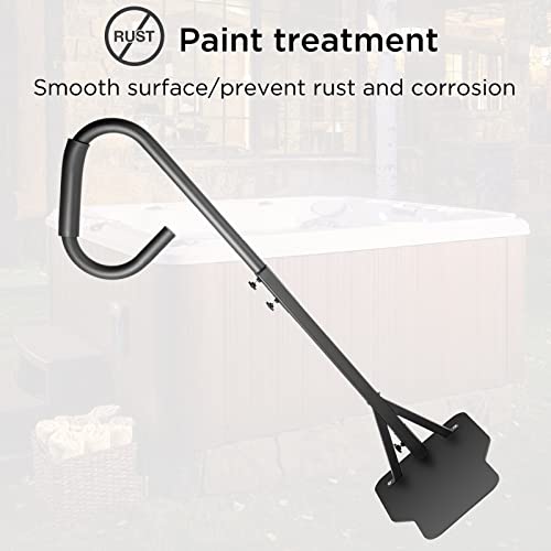 IHAYNER Hot Tub Handrail 56x19 Inch Spa Side Handrail 600LBS Capacity Spa Step Hot Tub Black Heavy Iron Spa Side Step with Slide-Under Mount Base