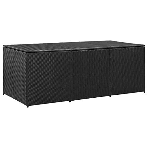 Canditree Outdoor Large Storage Box, Storage Contrainer Rattan, Organizers for Garden Furniture Pillows Cushions (Black)