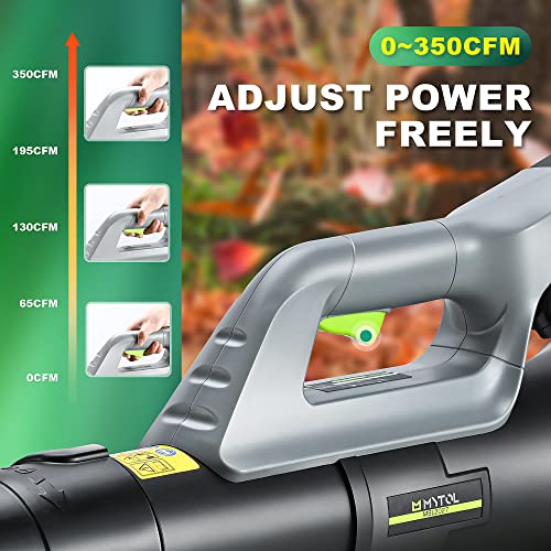 MYTOL Cordless Leaf Blower, 150MPH 350CFM Leaf Blower with 2 * 20V 2Ah Batteries & Charger, Lightweight Axial Blower, Infinitely Variable Speed Electric Leaf Blower for Leaf/Snow/Dust Blowing