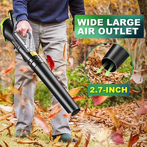 MYTOL Cordless Leaf Blower, 150MPH 350CFM Leaf Blower with 2 * 20V 2Ah Batteries & Charger, Lightweight Axial Blower, Infinitely Variable Speed Electric Leaf Blower for Leaf/Snow/Dust Blowing