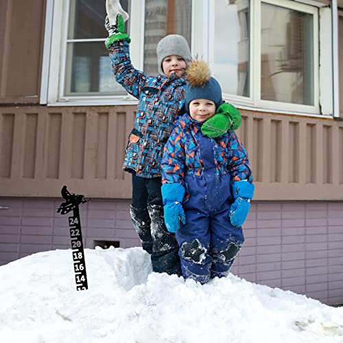Sticks 90 Gift 24cm Snowflake Snow Measuring Instrument Snowmobile Snow Measuring Instrument Metal Snow Measuring Ruler Outdoor Garden Ornament Two Hole with Level (Black, One Size)