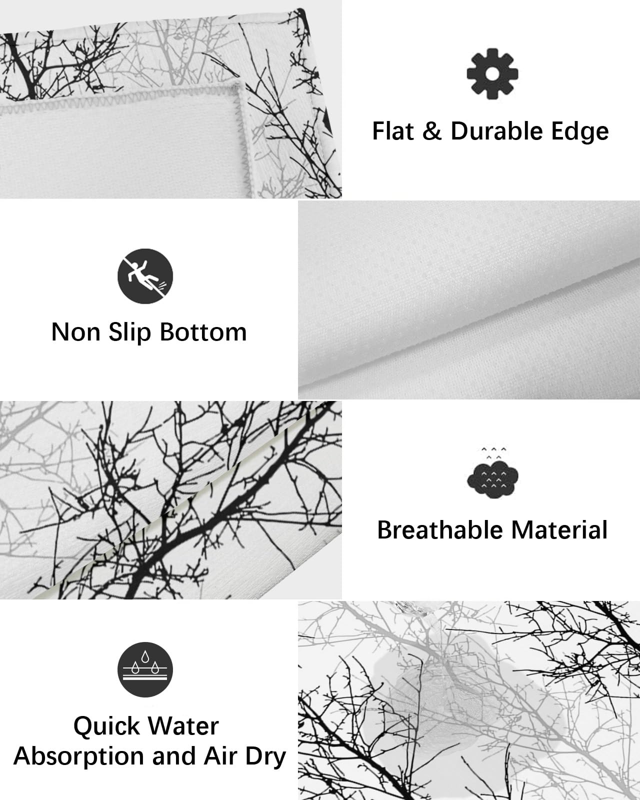 Tree Forest Outdoor Rugs for 5'x8' Patios Clearance, RV Camping Mat Rug Portable Outside Rug Indoor Outdoor Area Rug Mat for Beach Deck Pool Abstract Winter Branch Nature Black Grey