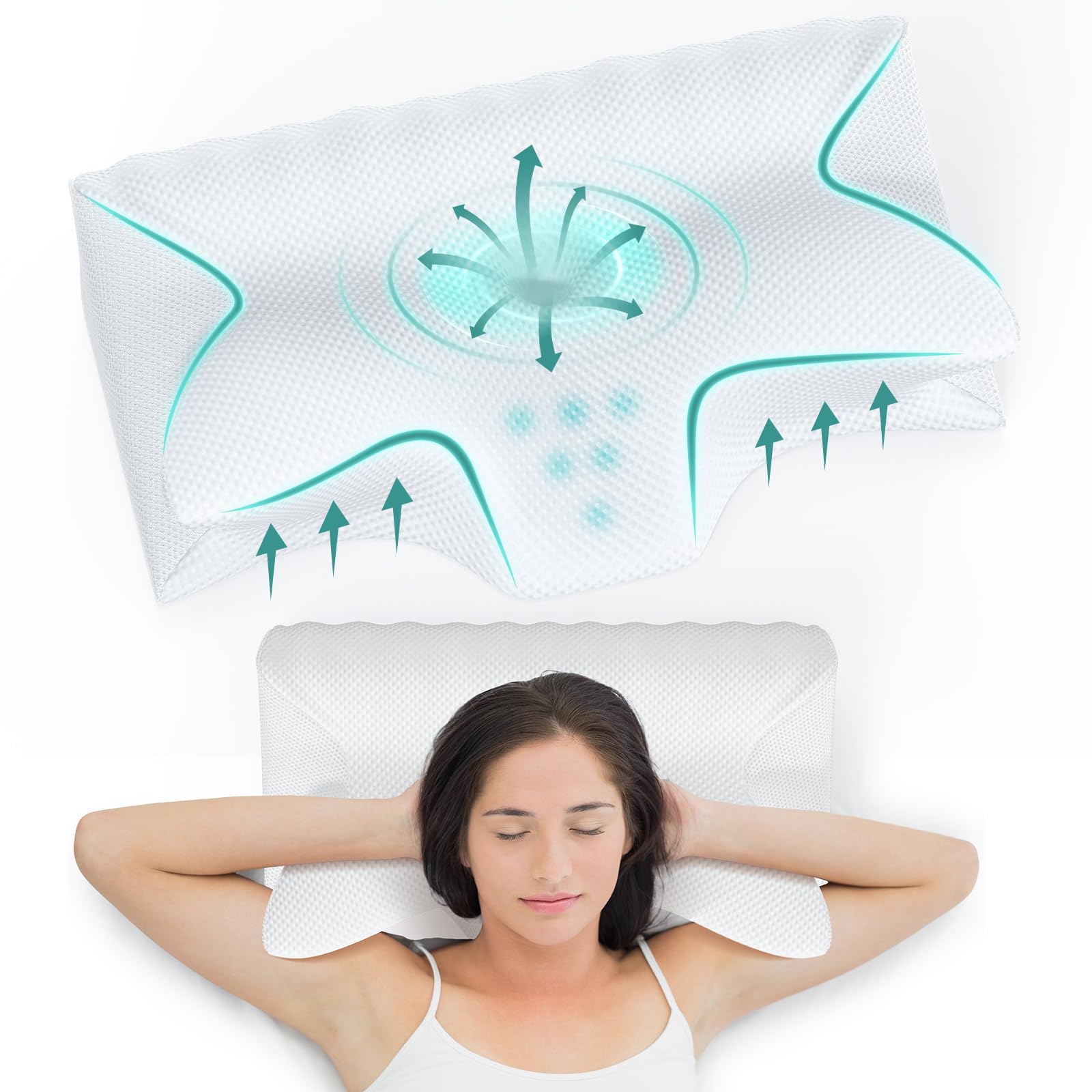 Cervical Neck Pillow Neck Pain Relief, Adjustable Ergonomic Memory Foam Pillow for Neck and Shoulder Pain Relief, Bed Contour Support Pillows for Side Sleepers, Back & Stomach Sleepers