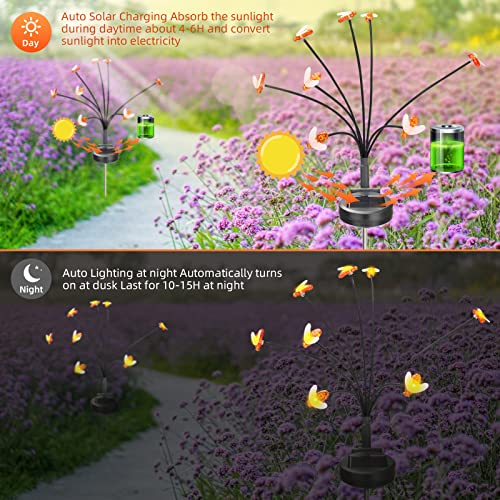 BLYANX Solar Garden Pathway Lights, Swaying Solar Outdoor Lights Waterproof Garden Decor Solar Christmas Lights for Patio Backyard Lights(4 Pcs Bee)