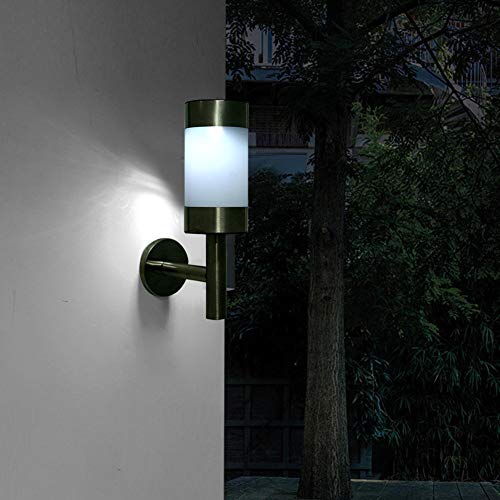 2Pcs Solar Powered Wall Lantern, Stainless Steel LED Solar Power Wall Mount Light for Outdoor Garden Fence Yard Sensor Lamp,Porch Wall Sconce