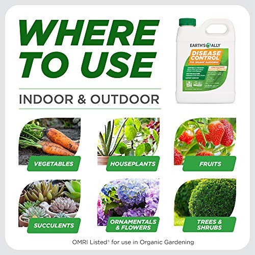 Earth's Ally Disease Control Concentrate for Plants | Fungicide Treatment for Powdery Mildew, Blight, Black Spot, Fungus - Use on Plant & Rose Diseases & More, 32oz Concentrate