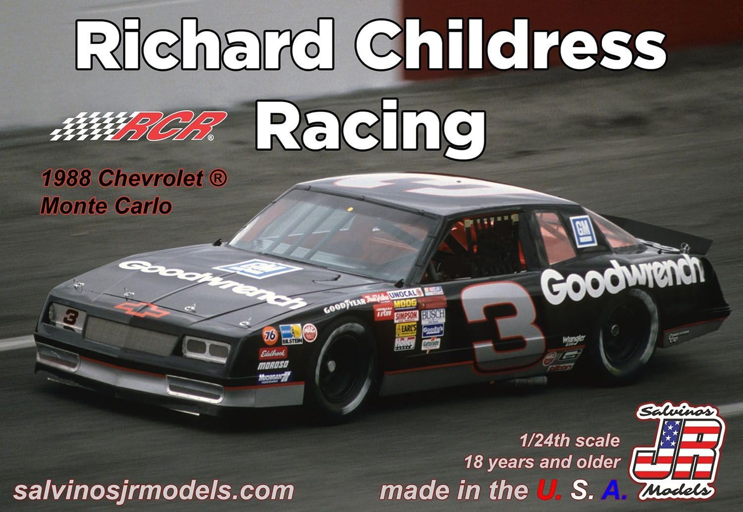 Salvinos JR Richard Childress Racing #3 Adult Model Plastic Car Kit 1988 GM Goodwrench 1:24 Scale