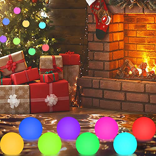 8 PCS Floating Pool Lights Balls, RGB Color Changing Hot Tub Light w/Remote, Waterproof Led Pond Glow Ball Light w/ 8 PCS Extra Batteries, Kid Graffiti Night Lights for Bath Yard Christmas Party Decor