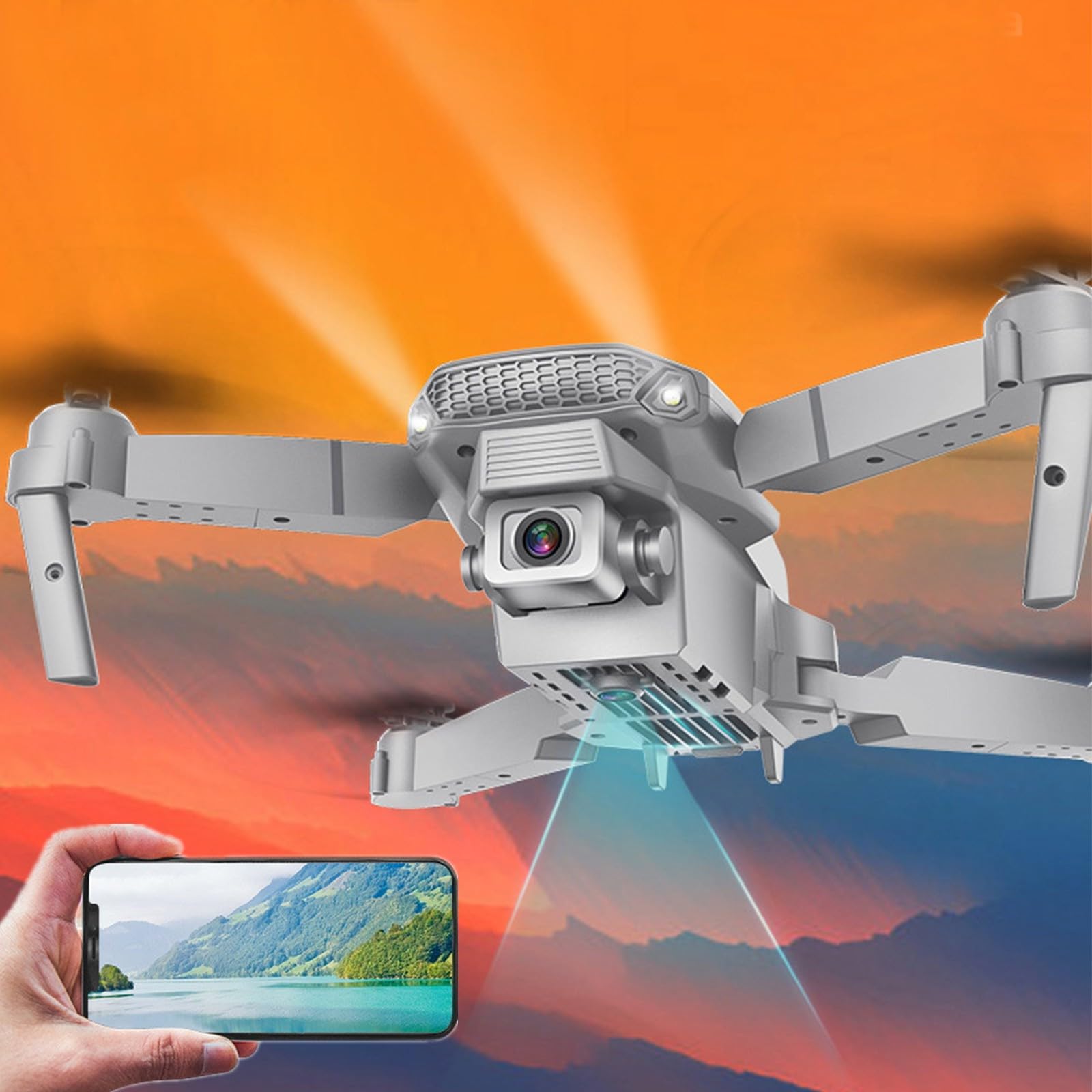 Mini Foldable Drones With Dual Camera For Adults 1080P, Foldable Drone with Carrying Case, FPV Drone With Altitude Hold, 360° Flip, Toys Gifts for Kids and Adults(Gray)