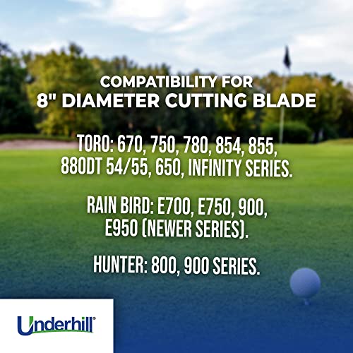 Underhill PowerTrim Pro Series Sprinkler System Heads Grass Cutter, Lawn Trimmer, 8" Diameter Round Cutting Blade, Garden Yard Tools, PTC-008