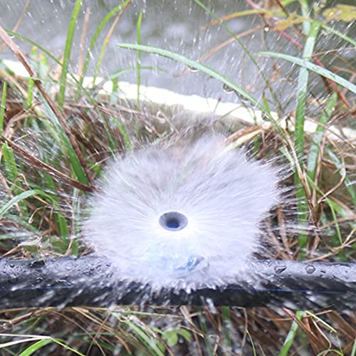Juzizj 100 Pack Adjustable Irrigation Drippers 1/4 Inch Emitter Dripper 360 Degree Full Circle Pattern Water Flow Drip Emitter Micro Drip Irrigation Sprinklers for Home Garden Lawn(Black)