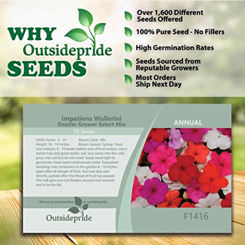 Outsidepride Impatiens Grower Select Garden Flower Plants for Pots, Hanging Baskets, Containers, Window Boxes - 150 Seeds