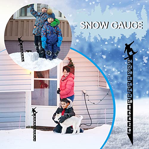 Gift 24cm Snowflake Snow Measuring Instrument Snowmobile Snow Measuring Instrument Metal Snow Measuring Ruler Outdoor Garden Ornament Protractor for Geometry Clear with (Black, One Size)
