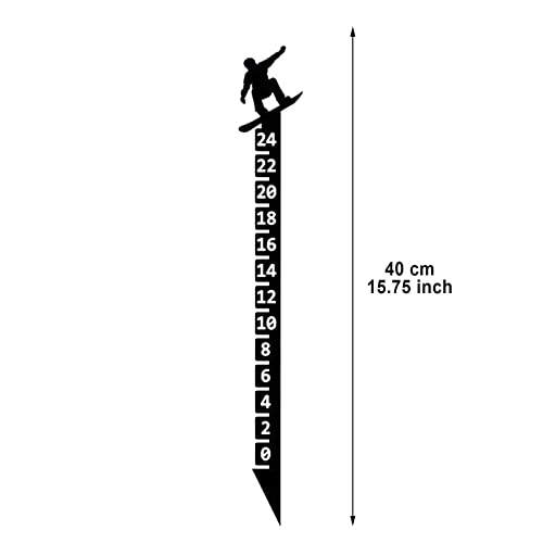 Gift 24cm Snowflake Snow Measuring Instrument Snowmobile Snow Measuring Instrument Metal Snow Measuring Ruler Outdoor Garden Ornament Protractor for Geometry Clear with (Black, One Size)