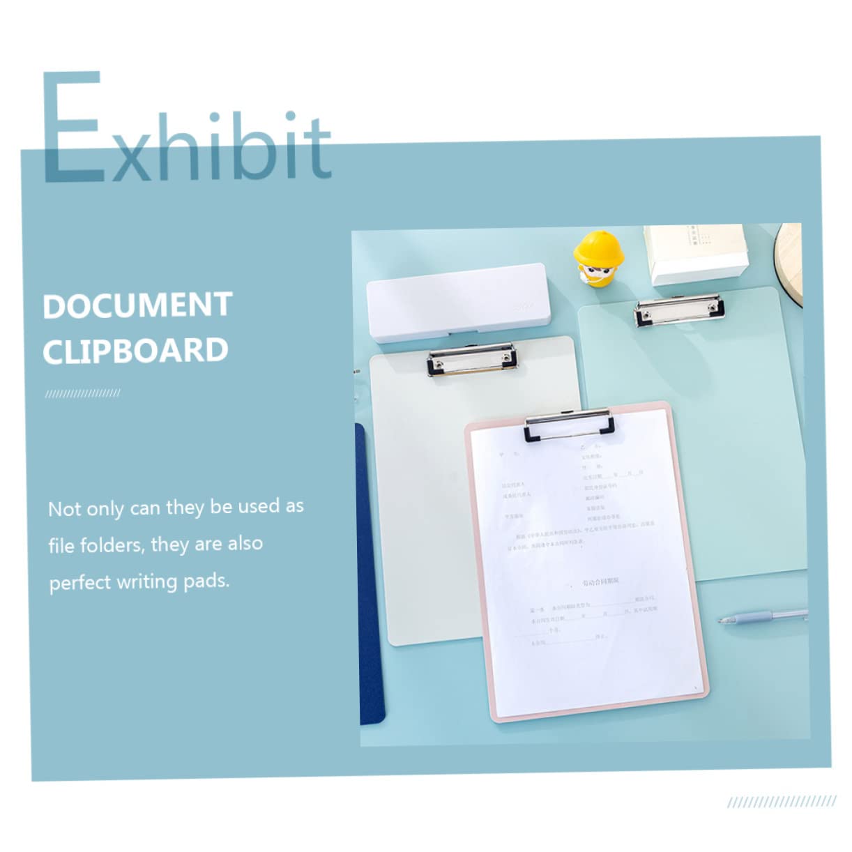 NUOBESTY 4 Pcs Writing pad Paper Folder exam Paper Clips folders Plastic Office File folders Small Plastic clipboards Artist Drawing Board Plastic Writing Board Document Organizer Simple a4