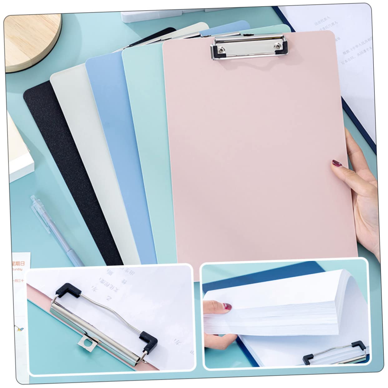 NUOBESTY 4 Pcs Writing pad Paper Folder exam Paper Clips folders Plastic Office File folders Small Plastic clipboards Artist Drawing Board Plastic Writing Board Document Organizer Simple a4