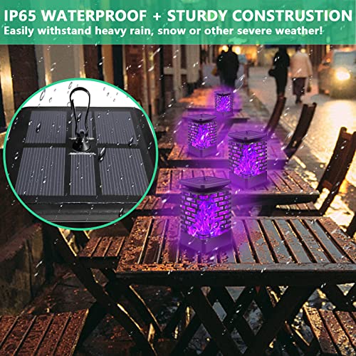 99LEDs Solar Lantern Purple, AOUNQ Upgraded Flickering Flame Hanging Solar Lantern Solar Lights Outdoor Waterproof, Solar Hanging Lanterns Outdoor Halloween Decorations for Patio,Garden,Yard (2Pack)