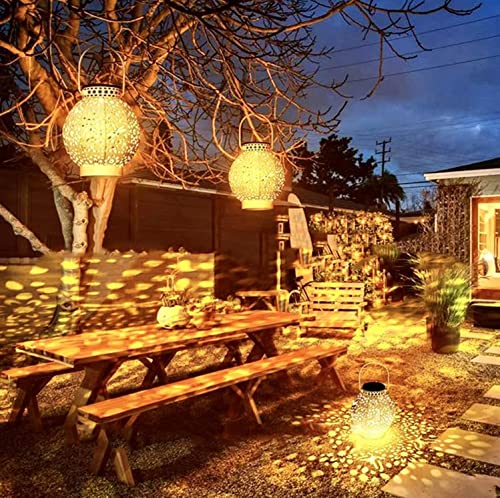 Butterfly Hanging Solar Lanterns Retro Solar Lights with Handle, Outdoor Solar Garden Lights Decor Metal Decorative Garden Lights for Patio, Lawn, Porch, Backyard Christmas Day…