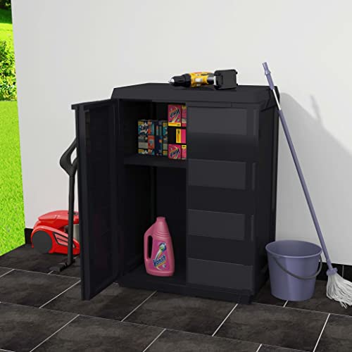OUSEE Garden Storage Cabinet with 1 Shelf Black