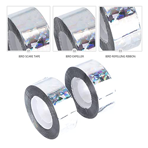 Cabilock 2Pcs Bird Tape Ribbon Tape Double Sided Reflective Tape Garden Backyard Reflective Tape for Protecting Plant