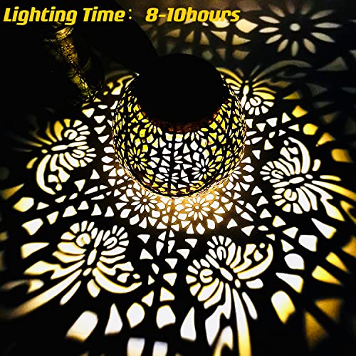 Butterfly Hanging Solar Lanterns Retro Solar Lights with Handle, Outdoor Solar Garden Lights Decor Metal Decorative Garden Lights for Patio, Lawn, Porch, Backyard Christmas Day…