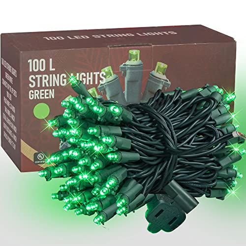 Dazzle Bright St. Patrick's Day String Lights, 100 LED 33FT Waterproof Connectable String Lights, 120V UL Certified Christmas Decorations for Garden Yard Indoor Outdoor (Green)