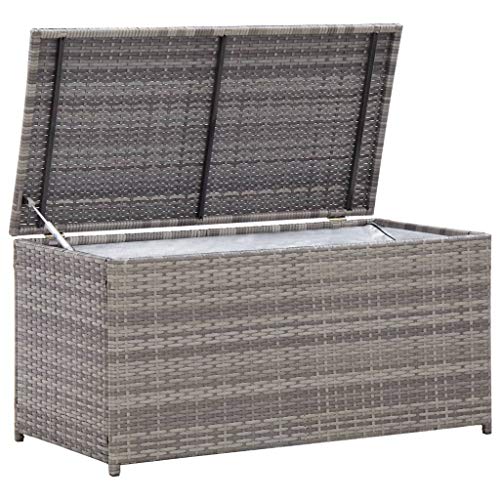 Canditree Outdoor Large Storage Box Rattan, Deck Box Storage Container for Patio Poolside Garden (39.4"x19.7"x19.7")