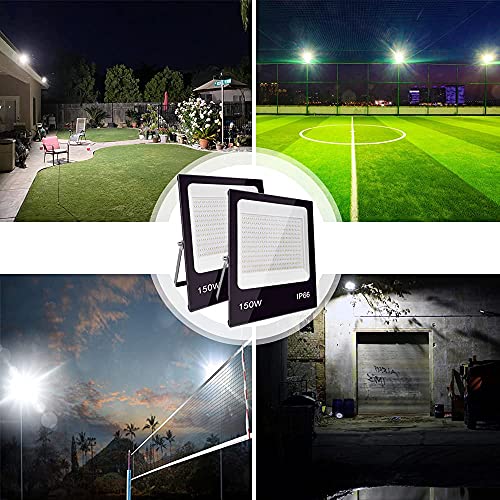 AFSEMOS 150W LED Flood Light,10500lm Outdoor Flood Lights 2pack Super Bright 6000K Daylight White Lights,LED Work Light IP66 Waterproof Security Light for Backyard,Playground,Garden,Stadium