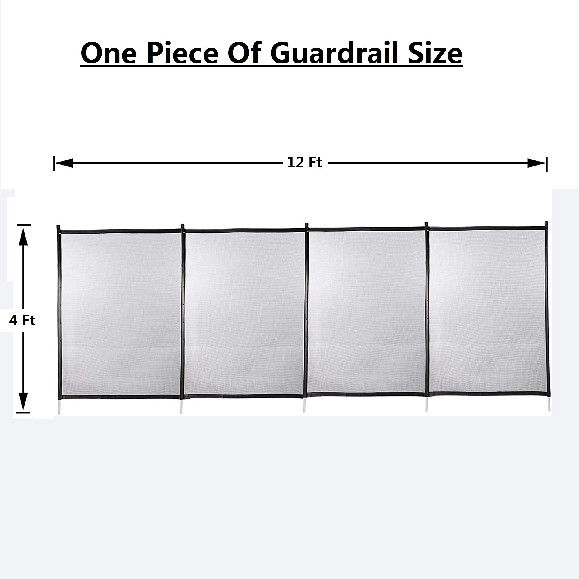 12x4 Ft Pool Barrier Fence, Removable Swimming Pool Fence for Inground Pools, DIY Pool Fencing Multi-Function Safety Fence Black Mesh Pool for Yard, Garden,Patio, Pools, with Section Kit