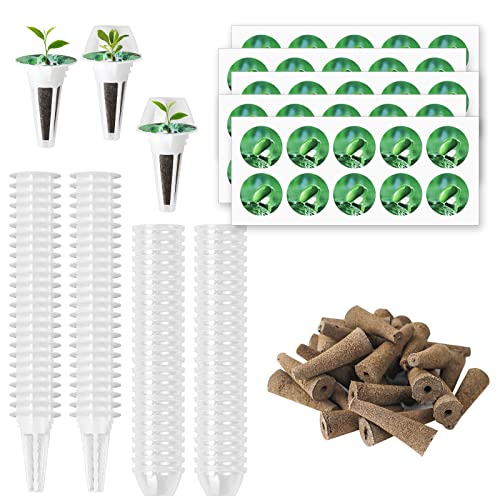 Kweiugfi Hydroponic Garden Supplies Accessories,Gardening System Indoor Outdoor,Seed pod kit 50 Pieces Grow Baskets,Transparent Insulation Lids, Plant Grow Sponges,Labels for Seed Starting System