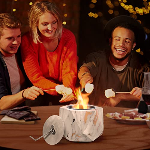 Icnice Concrete Tabletop Fire Pit, Portable Concrete Fire Pit, Ethanol Fire Pit Table Top Firepit, Fire Bowl, Mini Personal Fireplace for Indoor & Garden - Bio Ethanol Fuel
