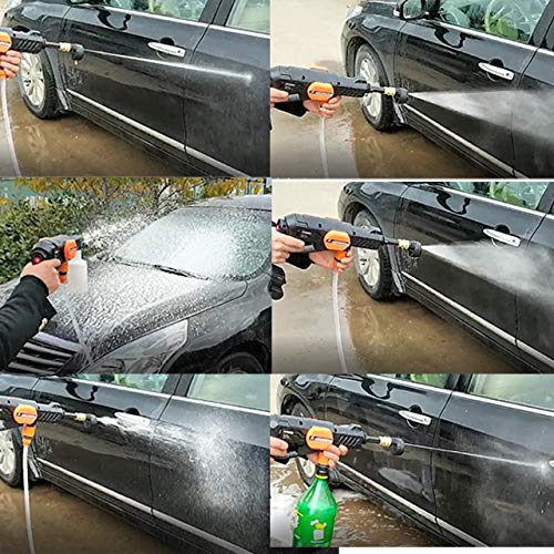 Battery Powered Pressure Washer Cordless Portable Power Cleaners Car Washer 320PSI 94PSI Garden Watering with 2000mAh Battery Hose Nozzles and Foldable Water Bucket