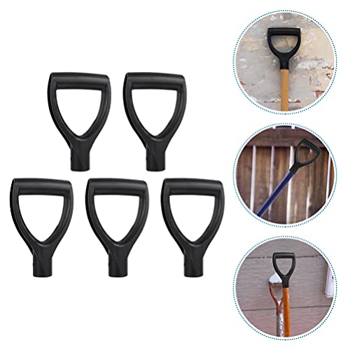 Yardwe 5Pcs Plastic Spade Handle Shovel D Grip Handle Spade Snow Shovel Handle Spade Snow Scoop Digging Raking Tools Garden Accessories Black