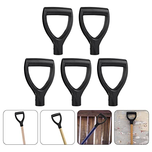 Yardwe 5Pcs Plastic Spade Handle Shovel D Grip Handle Spade Snow Shovel Handle Spade Snow Scoop Digging Raking Tools Garden Accessories Black