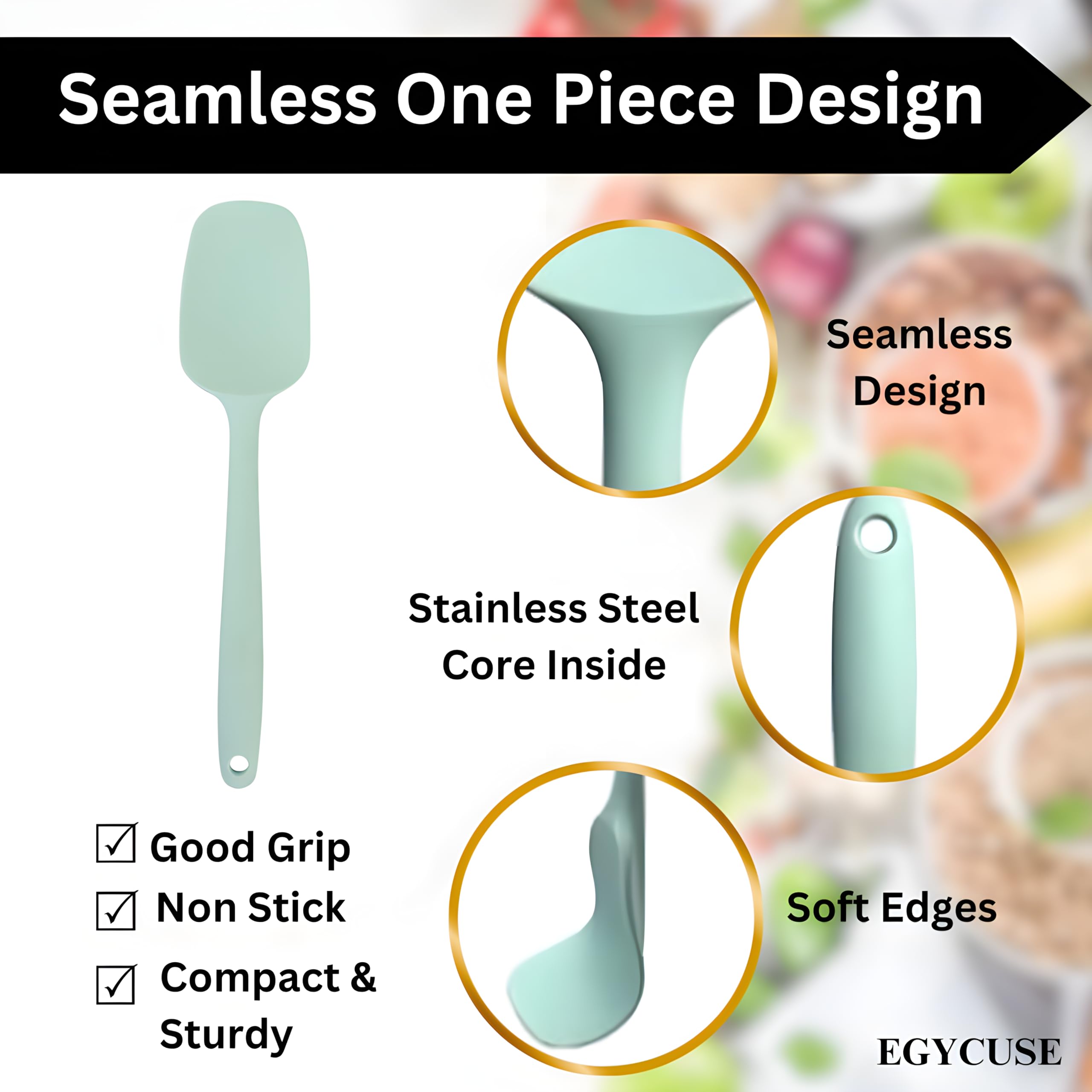 EGYCUSE Food Grade Silicone Spatula, Mixing High Heat Resistant Non Stick, Silicone Rubber Spatula Set for Baking, Cooking, Dishwasher Safe BPA-Free, with mini rubber oven gloves Set of 6 (Mix)