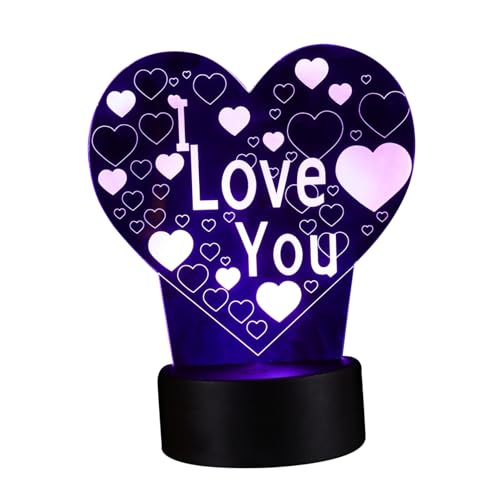 ARTIBETTER 1pc Love Colorful Night Lamp Bedroom Atmosphere Light Party Decorative Light 3D Party Night Light Romantic Night Light Romantic Gift Love Night Lights LED Night Lights Desk Topper