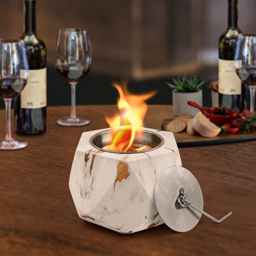 Icnice Concrete Tabletop Fire Pit, Portable Concrete Fire Pit, Ethanol Fire Pit Table Top Firepit, Fire Bowl, Mini Personal Fireplace for Indoor & Garden - Bio Ethanol Fuel