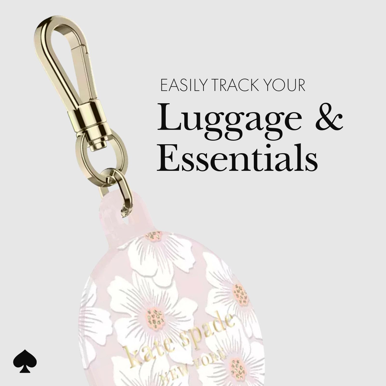 kate spade new york AirTag Holder with Gold Ring Clip - Protective Case for Apple AirTag - Hollyhock Cream