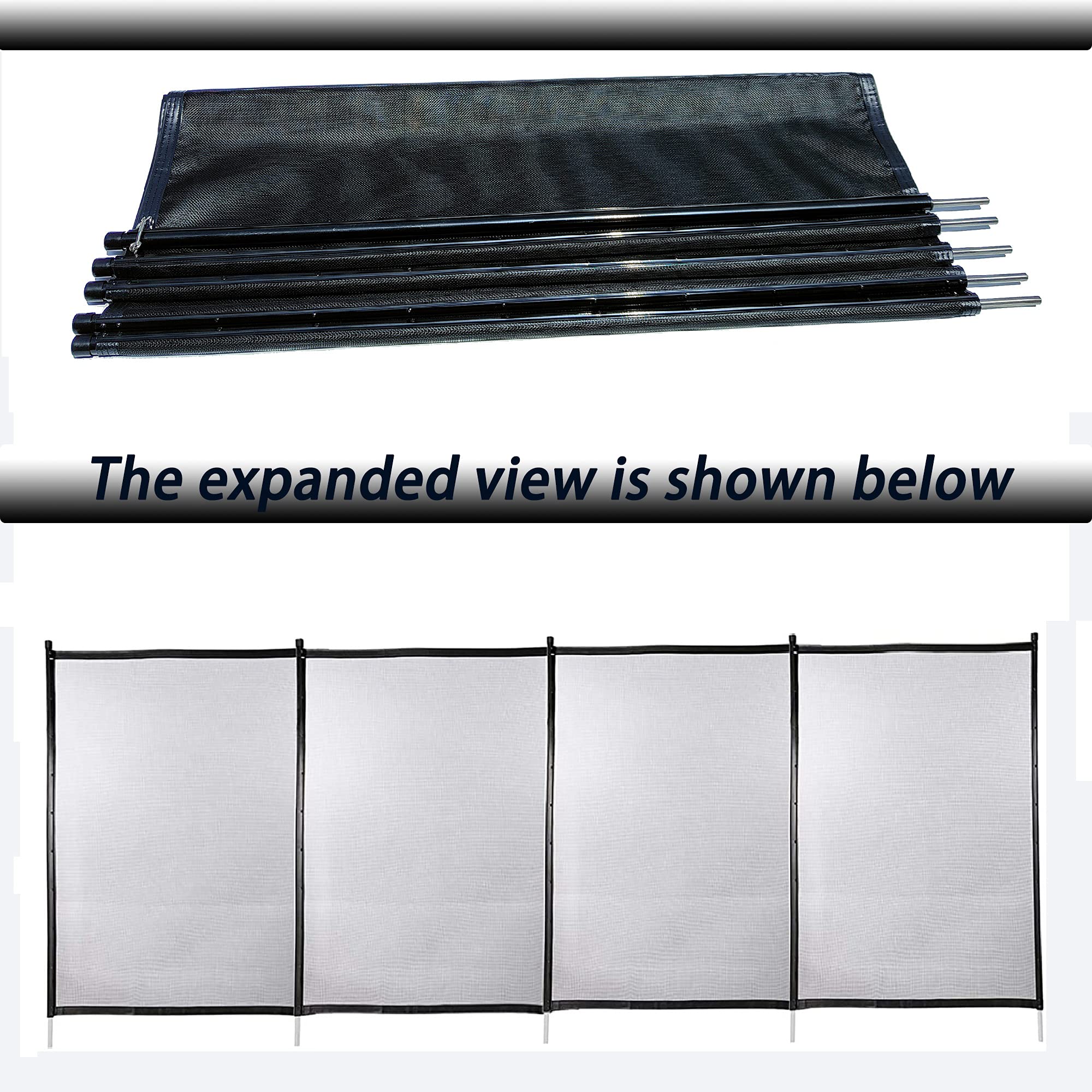 4x12 FT Pool Fence for In-Ground Pool Outdoor Safety Swimming Pool Fence with Removable Mesh Barrier and Section Kit, Security Fencing for Garden Deck Yard |Easy DIY Installation (4 x 12 ft)