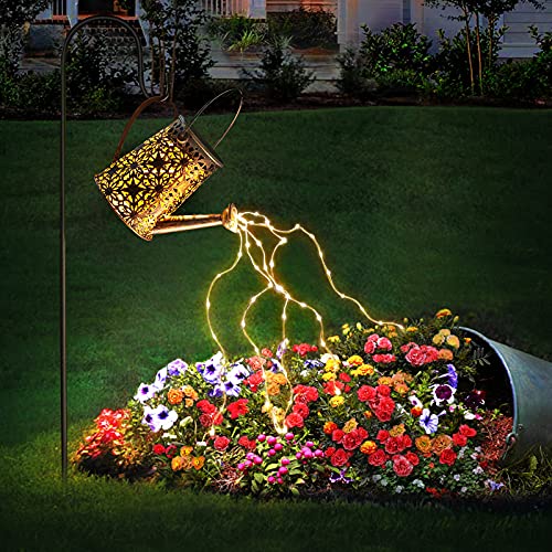 Gusgopo Small Solar Outdoor Lights, Hanging Waterproof Garden Decor Strip Light, Automatic Warm LED Metal Watering Can Light, Decoration for Landscape, Patio, Yard, Lawn, Pathway, Walkway, Tree