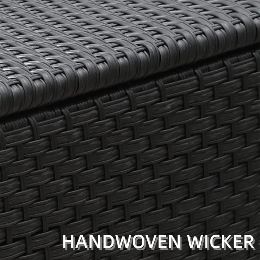 Green4ever Outdoor Deck Storage Box, Waterproof Outside Patio Rattan Wicker Storage Bin Container with Liner, Large Box for Cushions, Pool Toys and Garden Tools