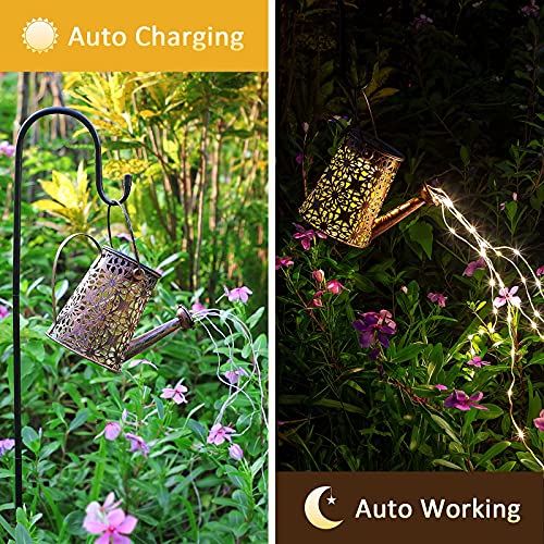 Gusgopo Small Solar Outdoor Lights, Hanging Waterproof Garden Decor Strip Light, Automatic Warm LED Metal Watering Can Light, Decoration for Landscape, Patio, Yard, Lawn, Pathway, Walkway, Tree