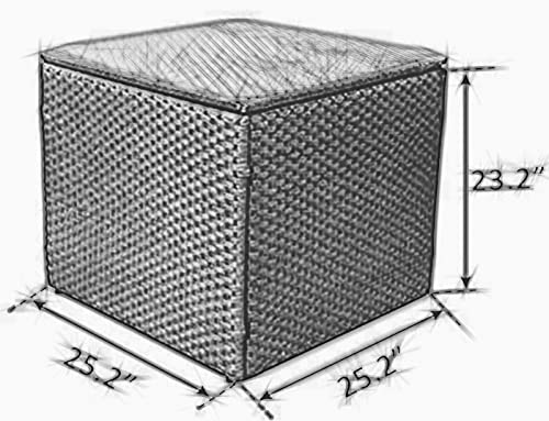 Green4ever Outdoor Deck Storage Box, Waterproof Outside Patio Rattan Wicker Storage Bin Container with Liner, Large Box for Cushions, Pool Toys and Garden Tools
