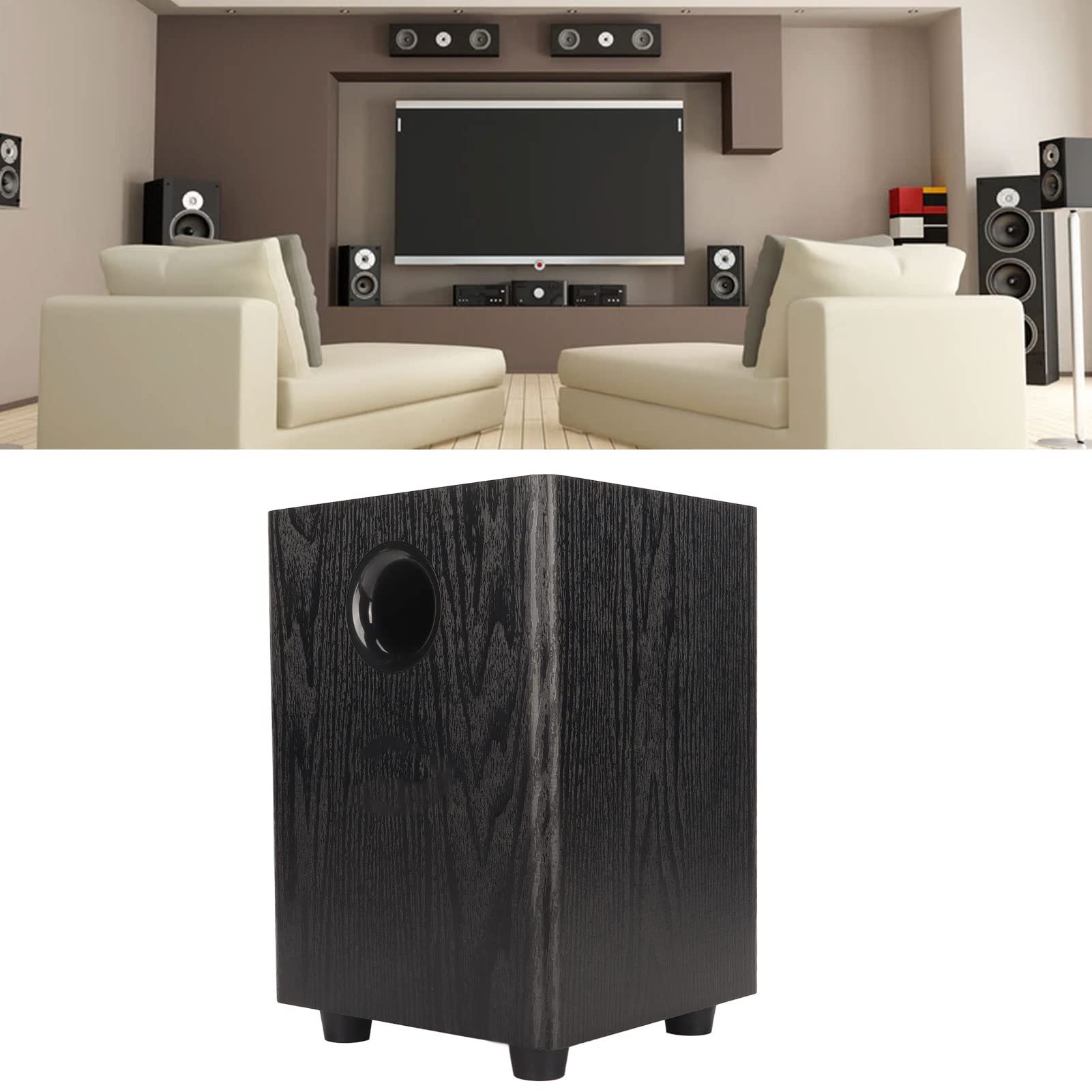 150W Powered Subwoofer, 6.5 in Speaker with High Shock Absorption, Ground Low Pass Filtering, Enhance The Bass, Plug and Play, Deep and Powerful Sound for Home Theater